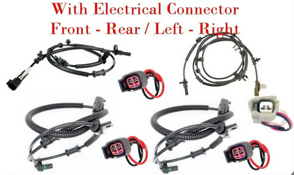 4 x ABS Wheel Speed Sensor Front Rear W/Connectors L/R Fit FORD F150 ...