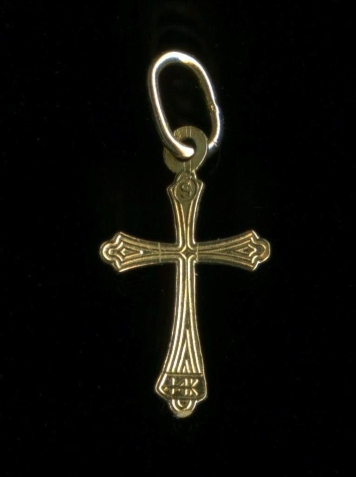 New 14K 18mm Solid Yellow Gold Jesus Cross Basic Minimalist Pendant ...