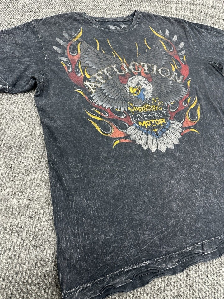 Affliction Men’s XL American Customs Motorcycle Double-Sided Graphic T ...