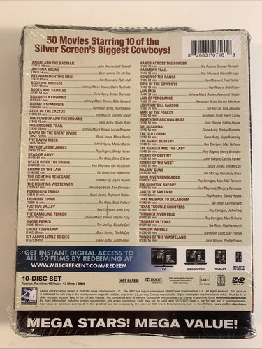 Cowboy Legends DVD Set 50 Movie MegaPack John Wayne Western B&W New ...