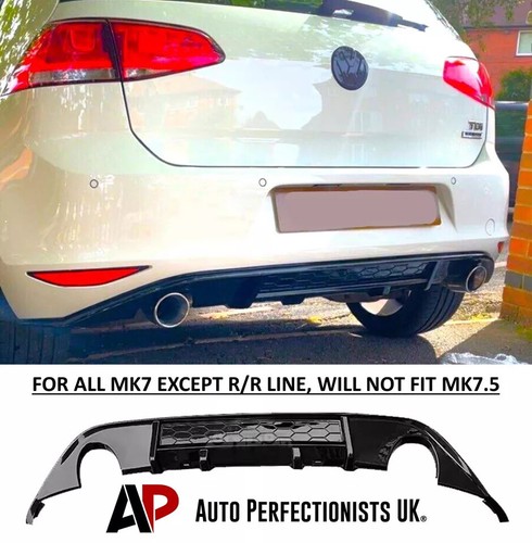 VW Golf TSI TDI MK7 Gloss Black Rear Valance Diffuser Spoiler Lip ...