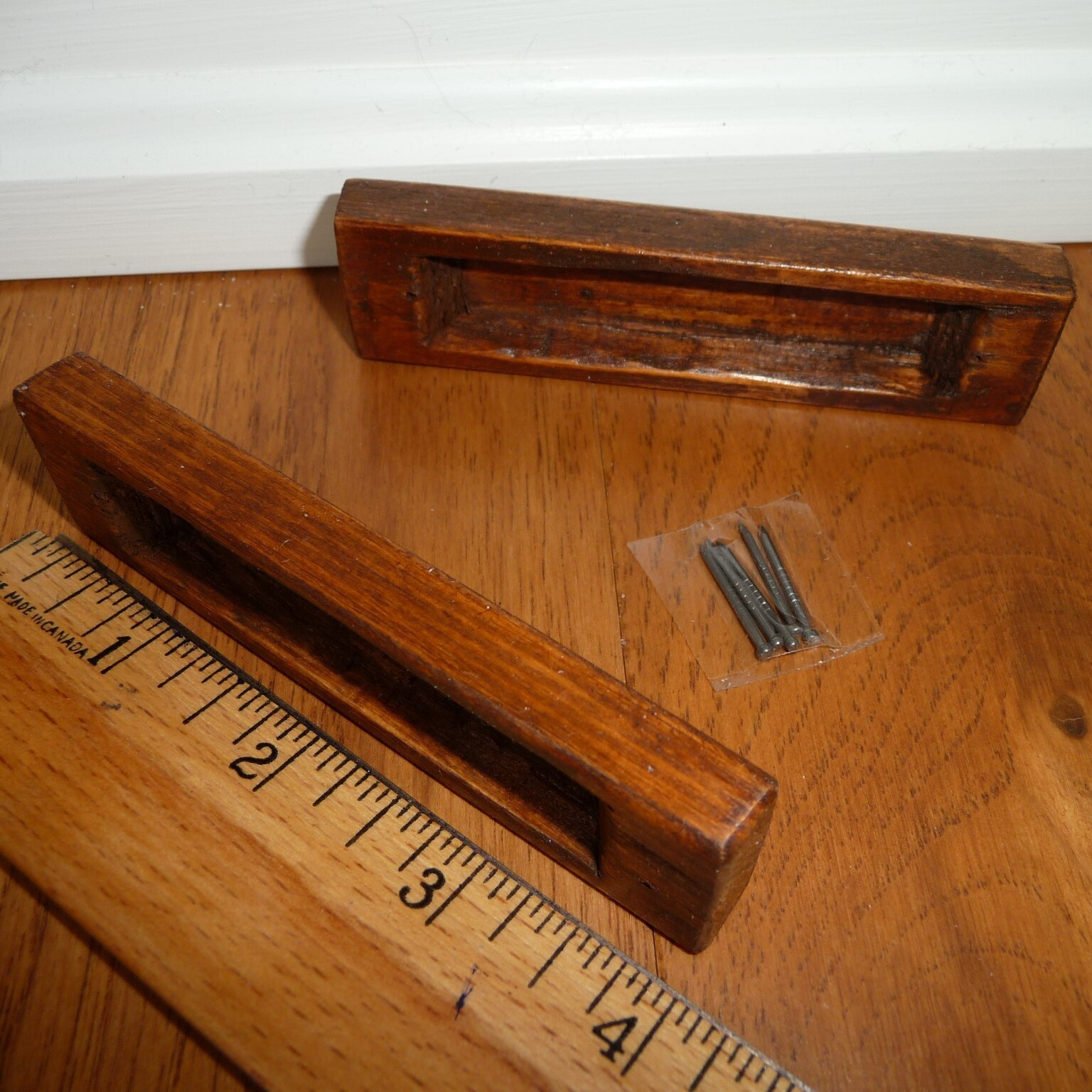 2 Wood Pulley Dust Covers With Nails - Antique OG Clock Part Wooden | eBay