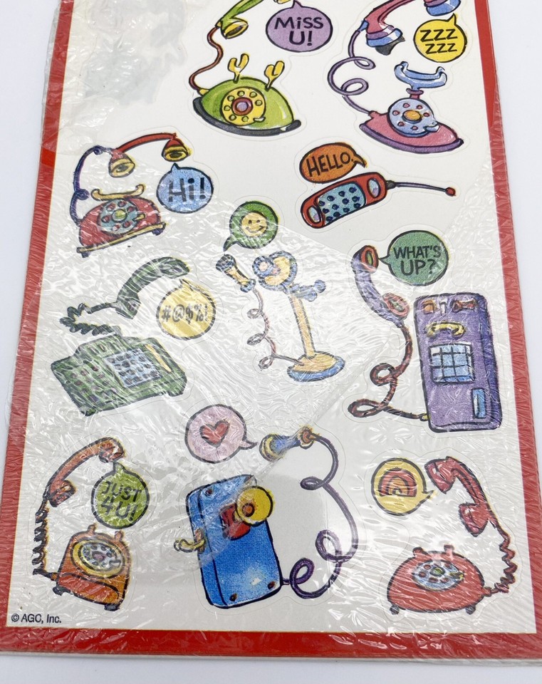Vintage Stickers AGC Sticker World Multicolor Telephone Stickers 1990s ...