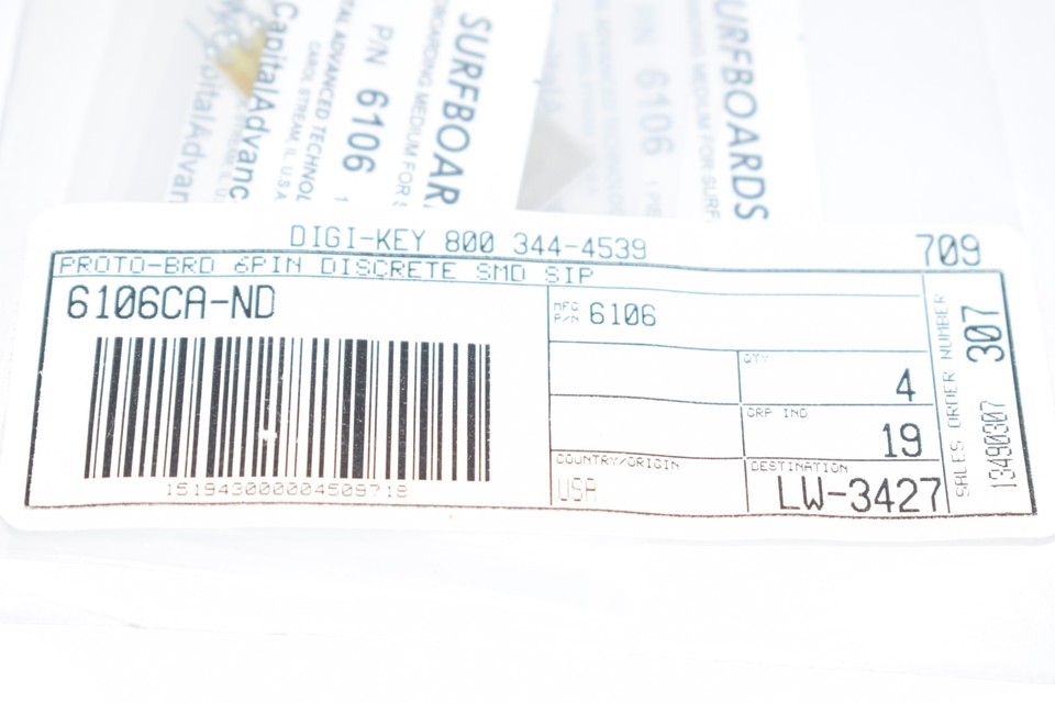 Lot of 4 NEW Capital Advanced Technologies 6106 PROTO-BRD 6PIN DISCRETE ...