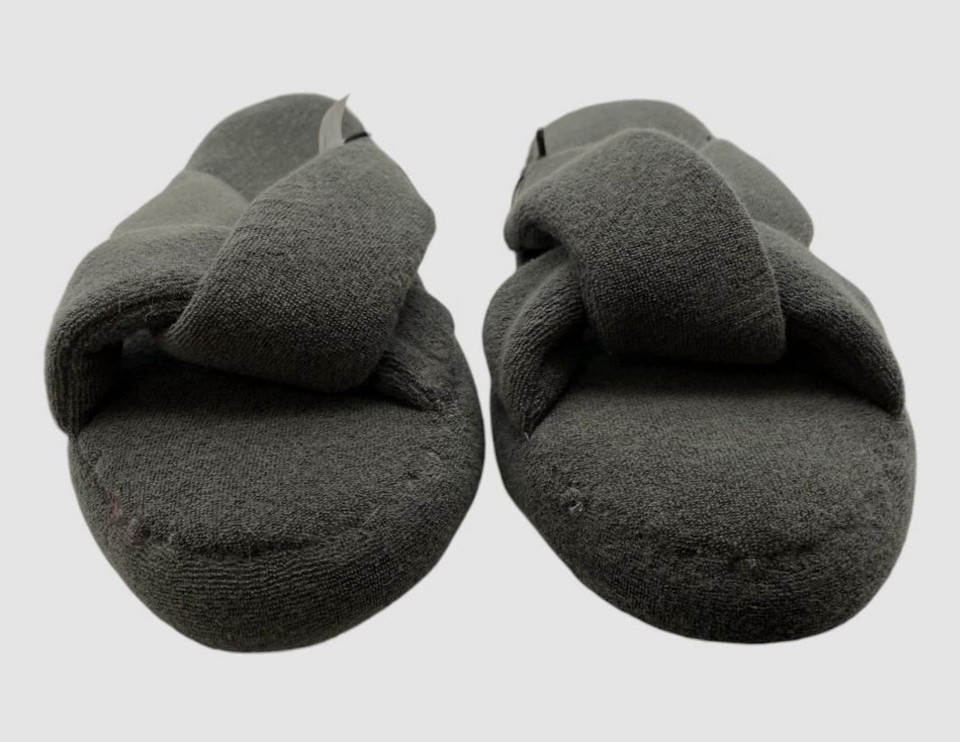 Jenni Women's Gray Terry Cloth Crossband Slide Slippers Shoes Size 9-10 ...