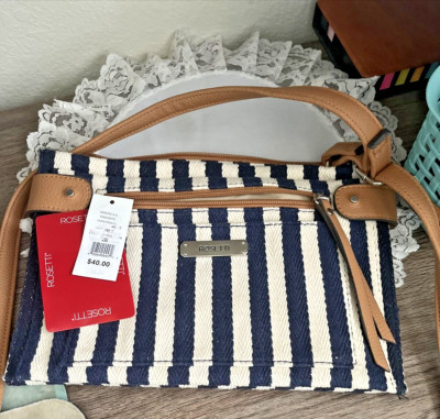 ROSETTI SHOULDER/CROSSBODY BAG HANDBAG, TRAVEL PURSE-NWT-NAVY STRIPE W ...