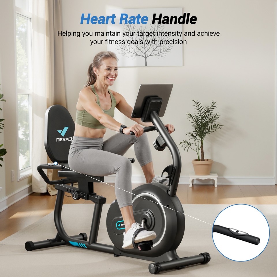 MERACH S08 Recumbent Exercise Bike Workout Machine Full Body Fitness ...
