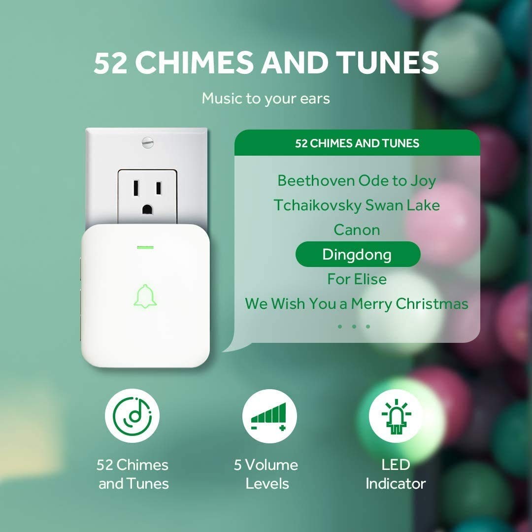 Avantek Wireless Doorbell, Mini Waterproof Door Bell Chime Operating A ...