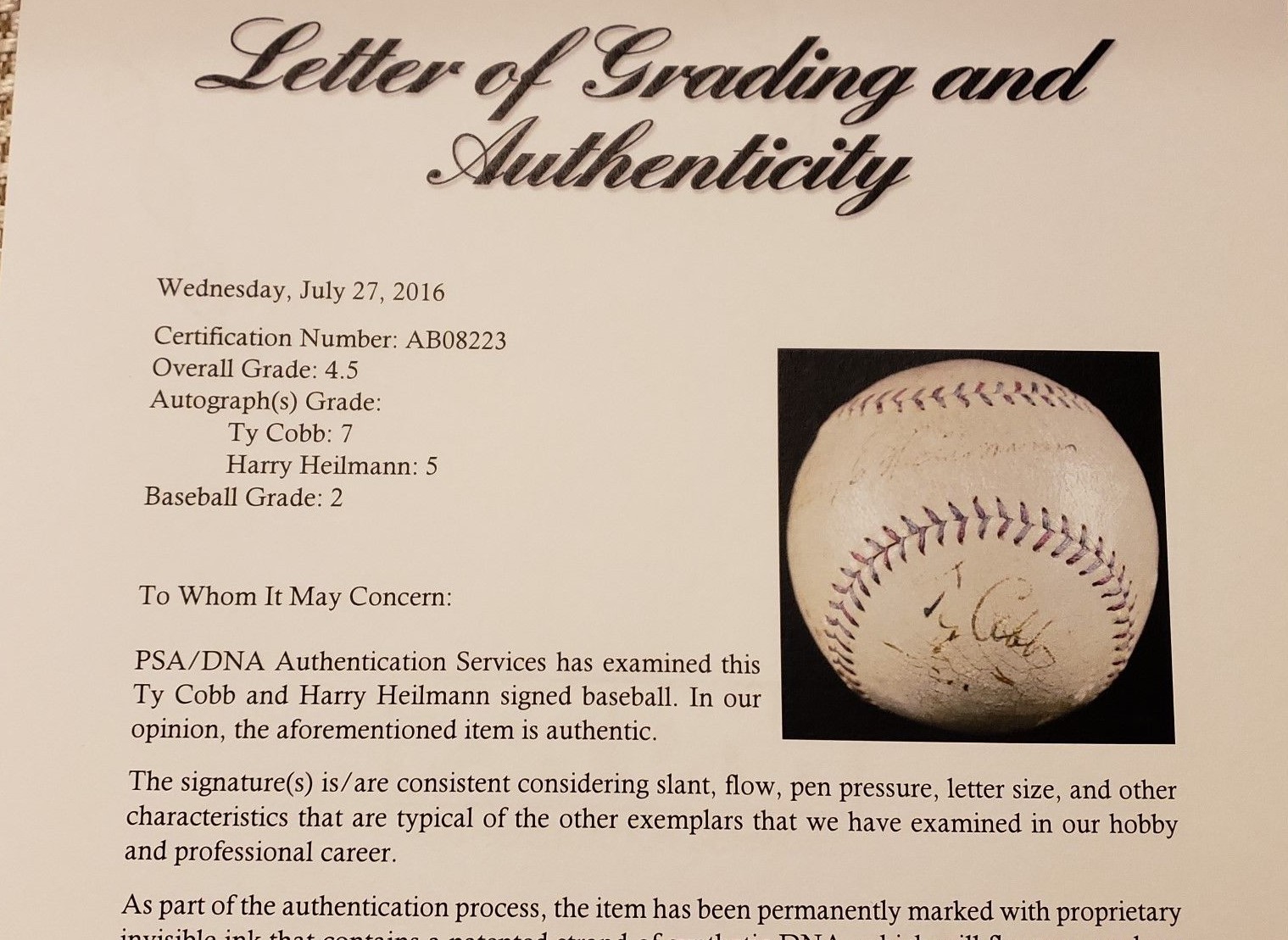 ONLY KNOWN Ty Cobb & Harry Heilmann Signed Baseball -The Tigers Ruth ...