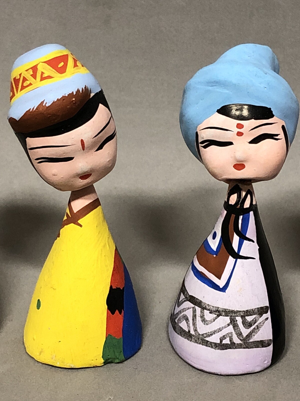 Set of 5 Asian Oriental Mini Nodder Bobblehead Ceramic Figurines | eBay
