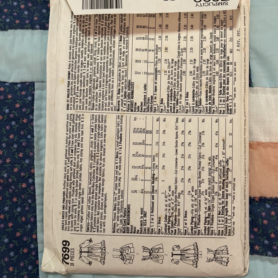 Simplicity 7699 Daisy Kingdom Child's Dress Pinafore Pattern Size 5-6X ...