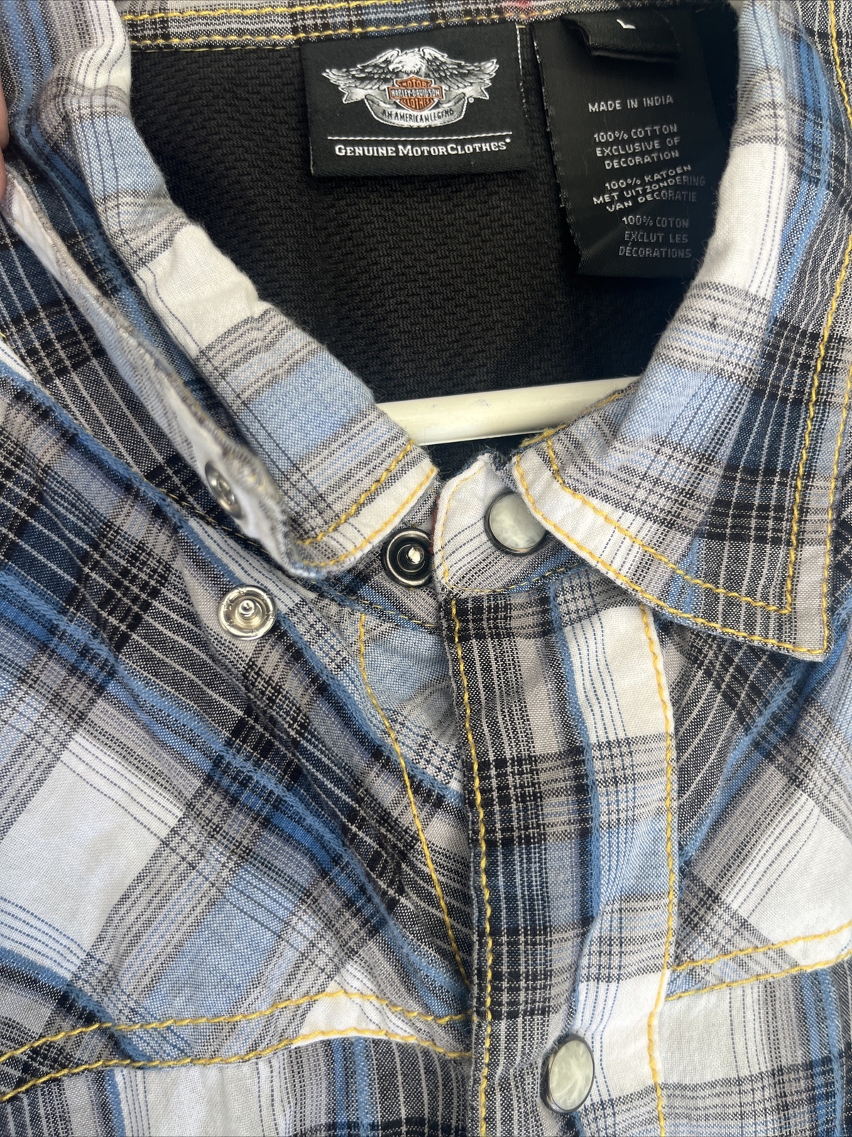Harley-Davidson Snap Down Short Sleeve Shirt Men Plai… - Gem