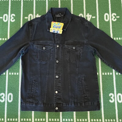 Spongebob Patrick & Friends Black Denim Trucker Jean Jacket Nickelodeon ...