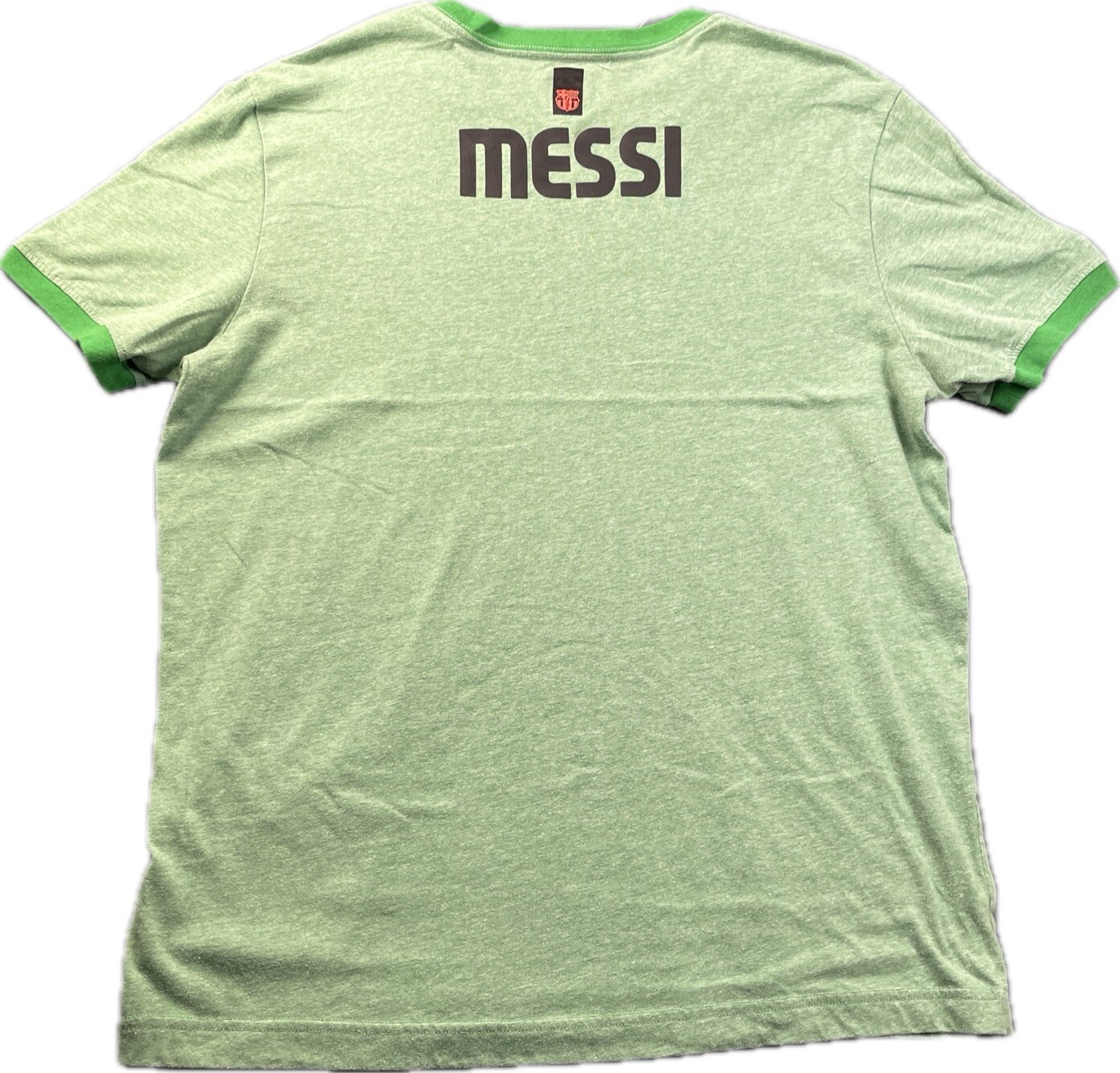 FC Barcelona Lionel Messi Leo Ringer Green Tee #10 Size Large Short ...