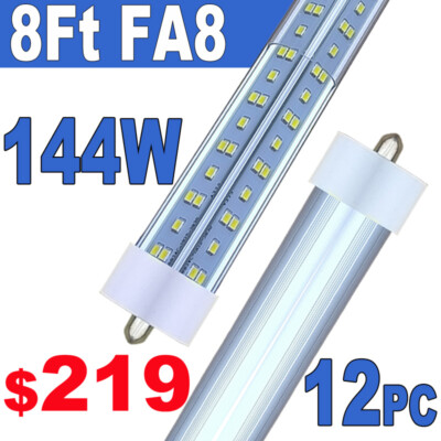 8FT LED Tube Light T8 Single Pin Bulb FA8 LED Shop Light 8Foot LED ...