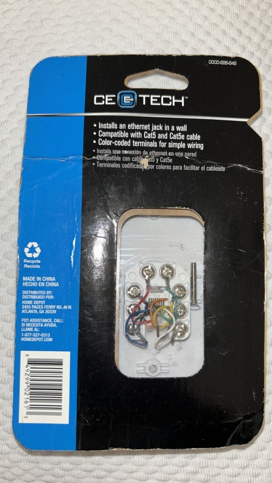 CETECH White 1-Gang Ethernet Wall Plate (1-Pack) MODEL 0000-226-542 | eBay