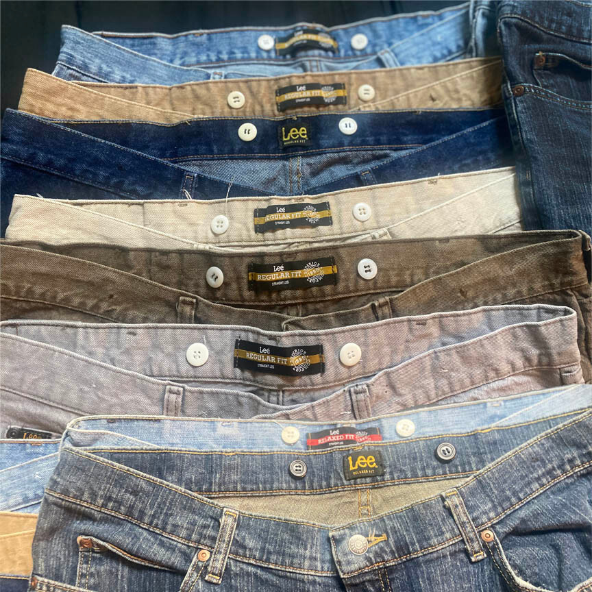 lot of 8 Pairs of 1889 Label LEE JEANS 42x32 in Assorted Colors ...