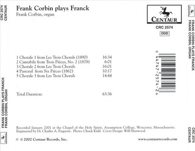 FRANK CORBIN FRANK CORBIN PLAYS FRANCK NEW CD 44747257426| eBay