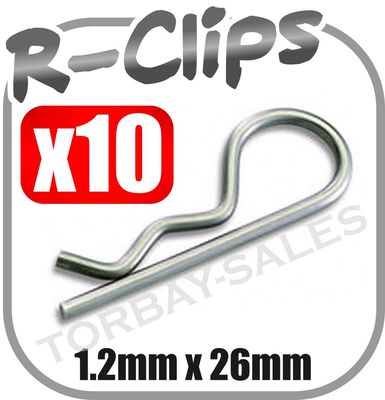 10x Small R Clips Retaining Pins Wire 1.2mm 22mm Spring Pin Cotter ...