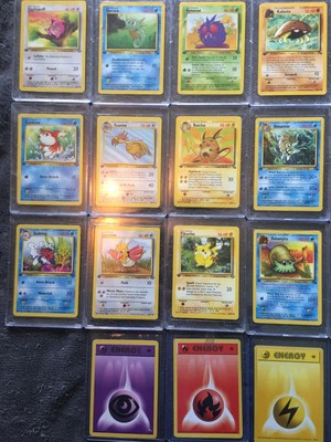 First edition Pokemon fossil jungle base set -near mint 102-cards-all ...
