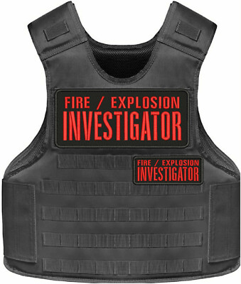FIRE/EXPLOSION INVESTIGATOR EMB PATCH 4X10 & 2X5 HOOK ON BACK RED ON ...