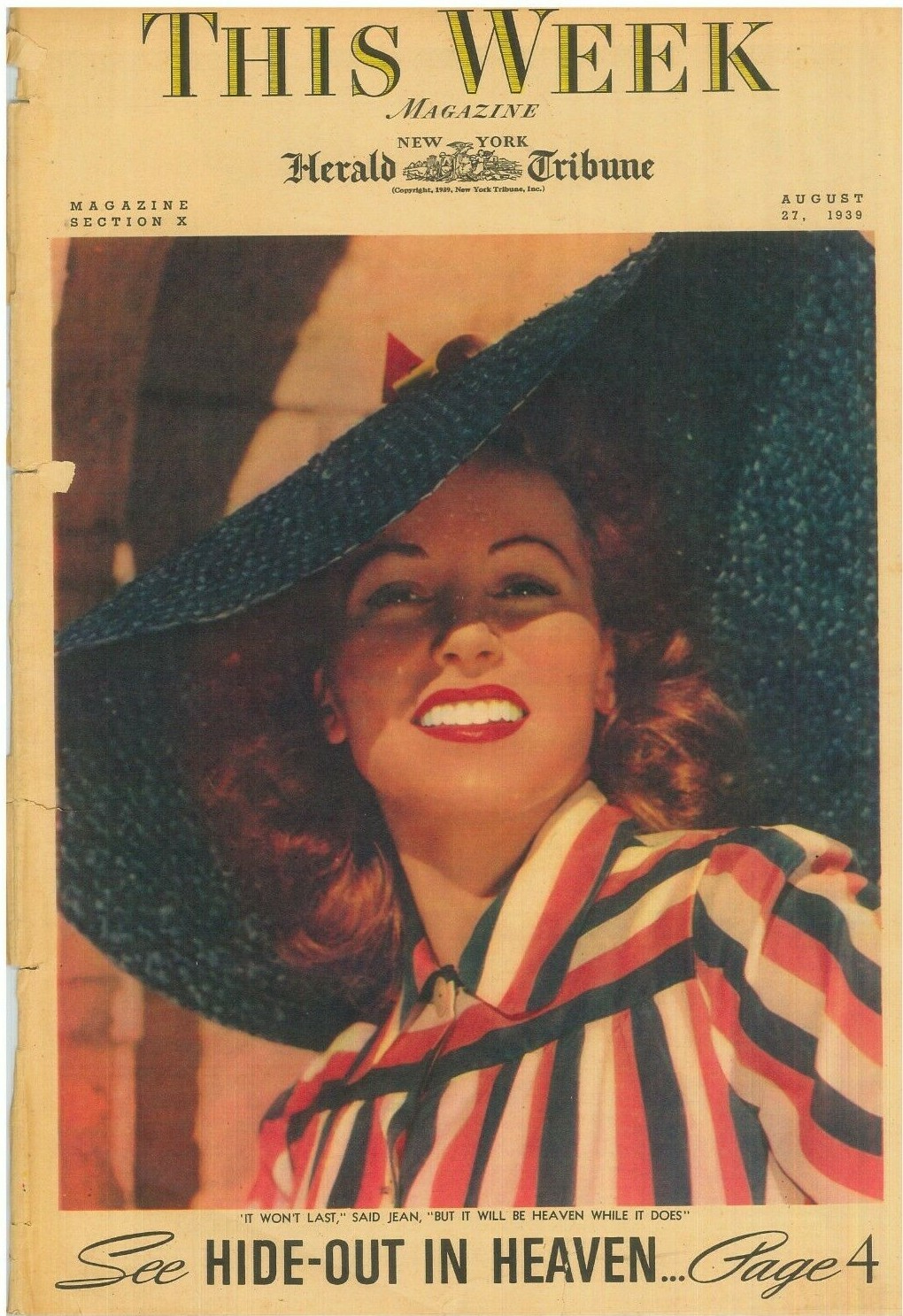 This Week Magazine August 27 1939 Bobby Riggs Garret Smith Herman ...