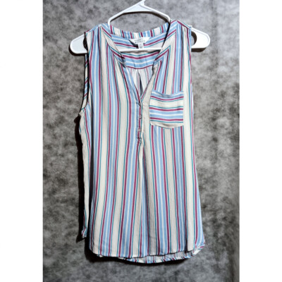 Market & Spruce top Wmn's Sz L sleeveless striped top | eBay