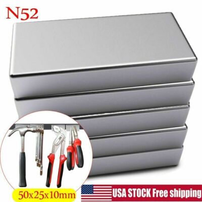 5pcs Big Block Magnets Super Strong N52 Neodymium Large Magnet Rare ...