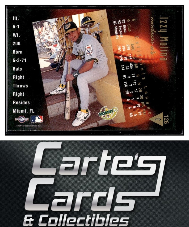 Izzy Molina 1994 Classic Best Gold #126 Modesto A's TTM/IP Signed ...