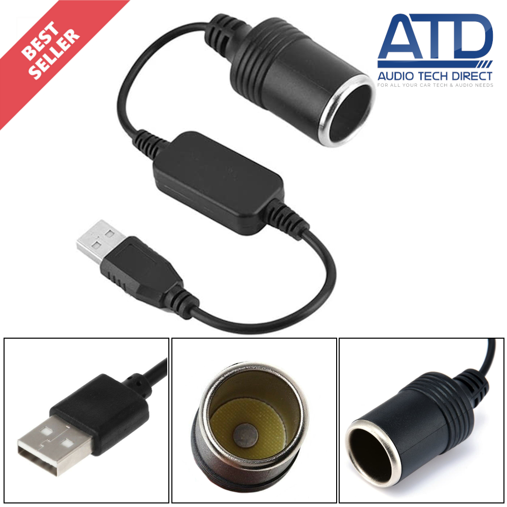 5V USB to 12V Car Cigarette Lighter Socket Power Female Converter ...