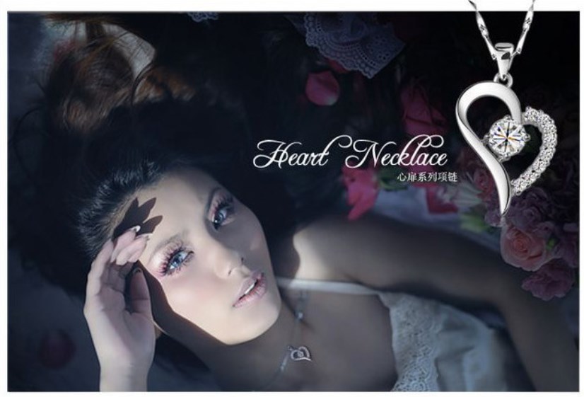 925 Sterling Silver Cubic Zirconia Heart Pendant Necklace Drop Earrings ...