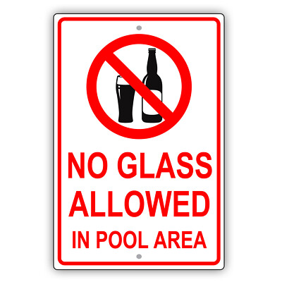No Glass Allowed In Pool Area Sign Pool Rules Novelty Decor Safety ...