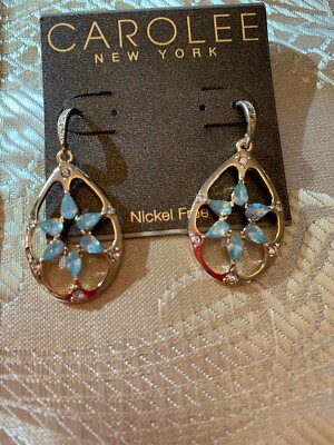 $65 Carolee Gold Tone 1.5 ” Crystal teardrop flower Earrings S926 | eBay
