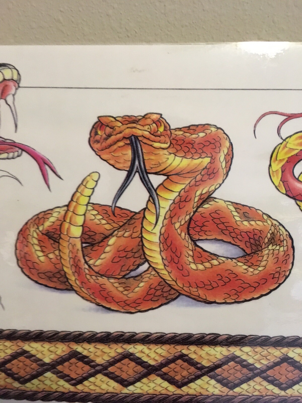 Tattoo Flash Single Sheet Print Rattlesnake Viper Snakeskin Rattler 11 ...