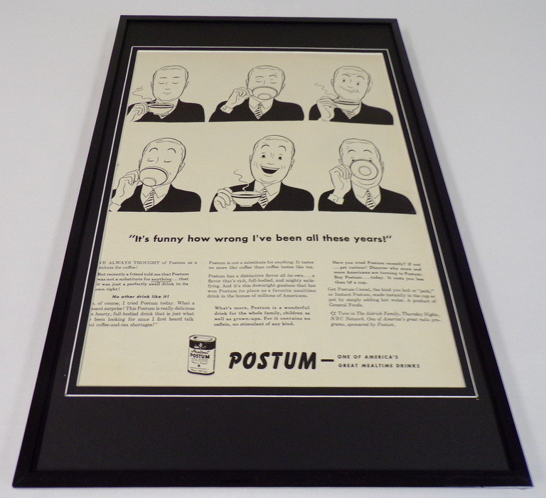 1942 Postum Drink Framed 11x17 ORIGINAL Vintage Advertising Poster | eBay