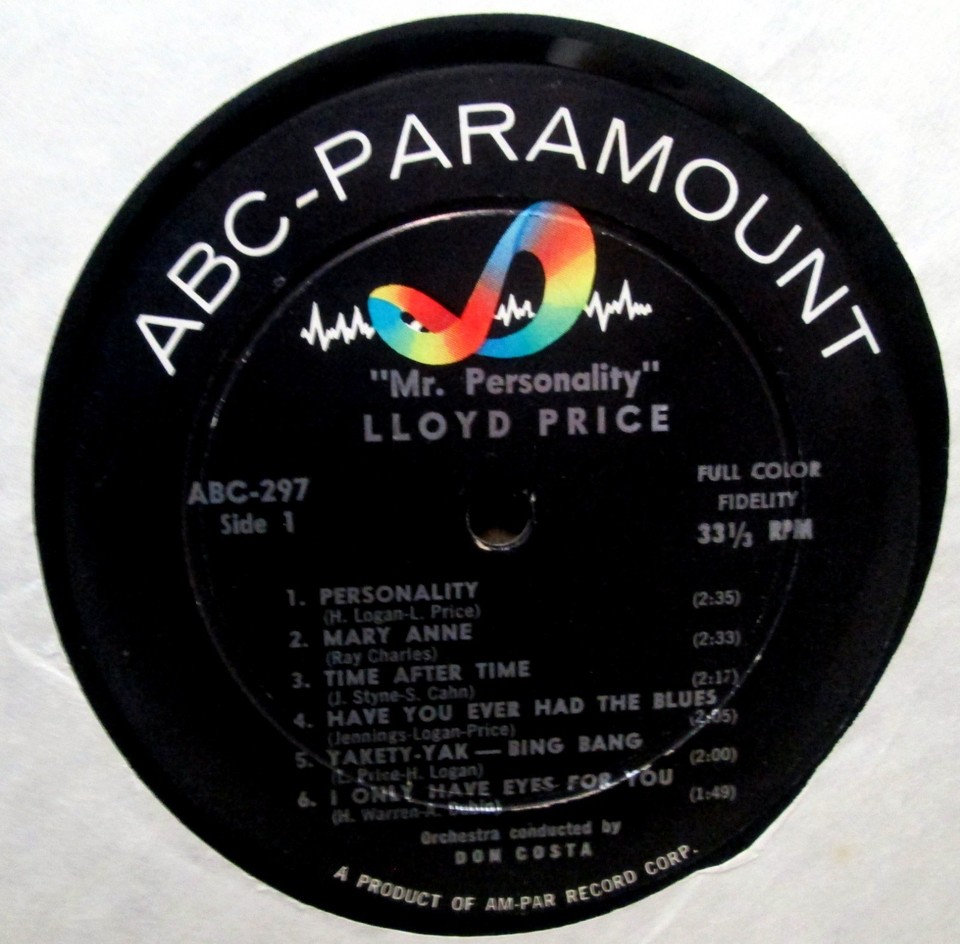 LP LLOYD PRICE MR. PERSONALITY ABC-297, MONO, VERY GOOD PLUS VINYL | eBay