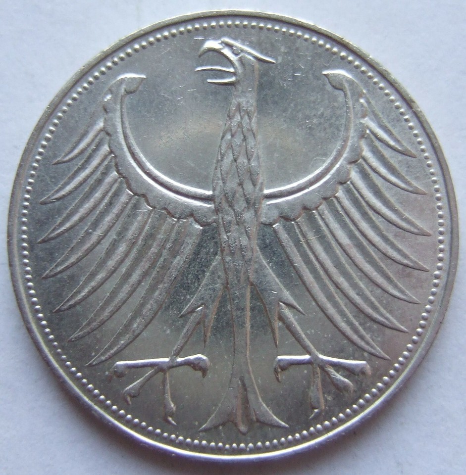 Coin BRD Silver Eagle 5 German Mark 1961 D in Extremely fine | eBay