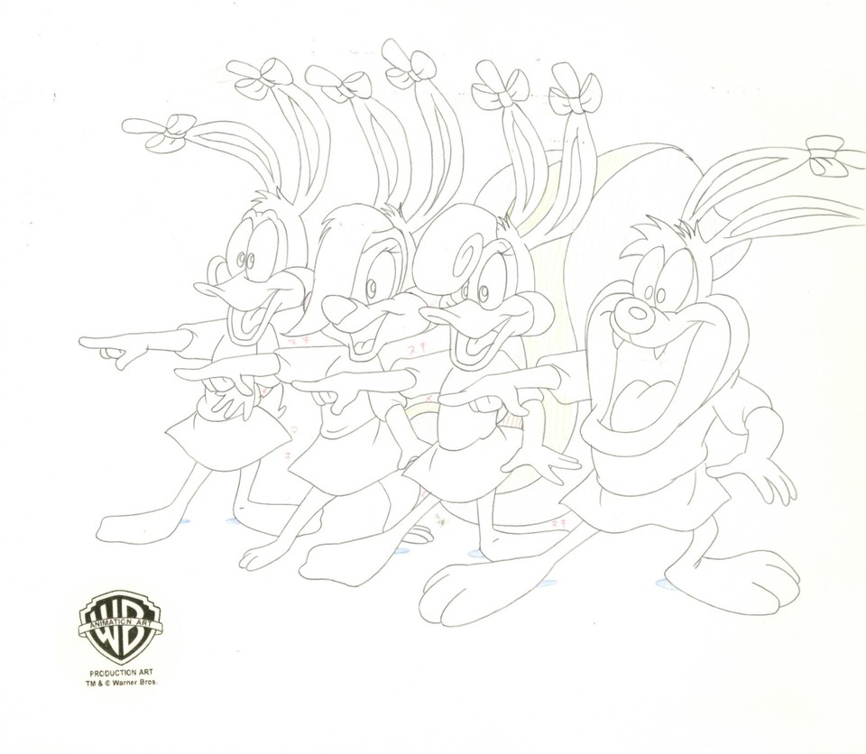Tiny Toons Adventure-Original Cel/Drawing-Fifi,Dizzy,Shirley,Plucky ...