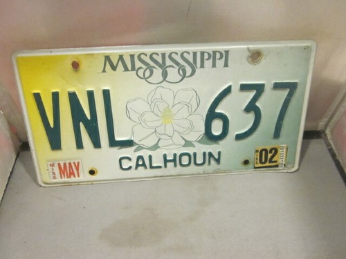 MISSISSIPPI LICENSE PLATE # VNL 637 2002 CALHOUN | eBay