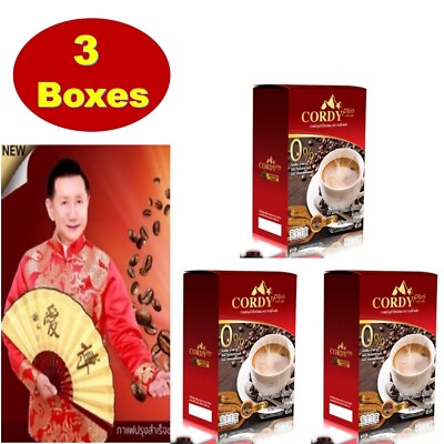 3 x Coffee Cordy Plus Cordyceps Ganoderma Herb Ginseng No Sugar Health ...