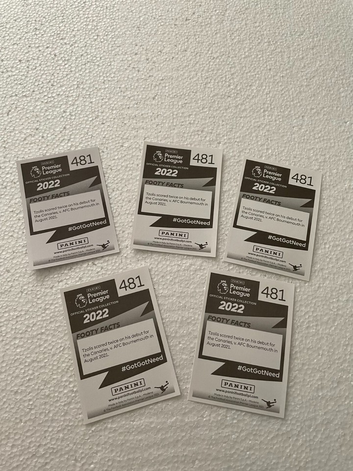 Panini English Premier League 2021 2022 lot of 5x Christos Tzolis ...
