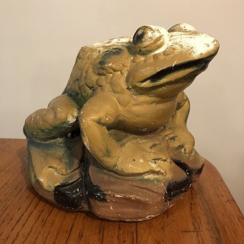 Vtg Original Paint Distress Chippy Lawn Garden Concrete Frog Statue | eBay