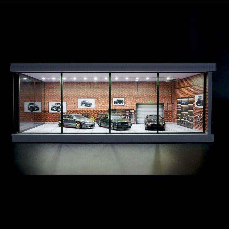 Diorama 1/43 Scale Car Showroom Scene Models Garage Display Case with ...