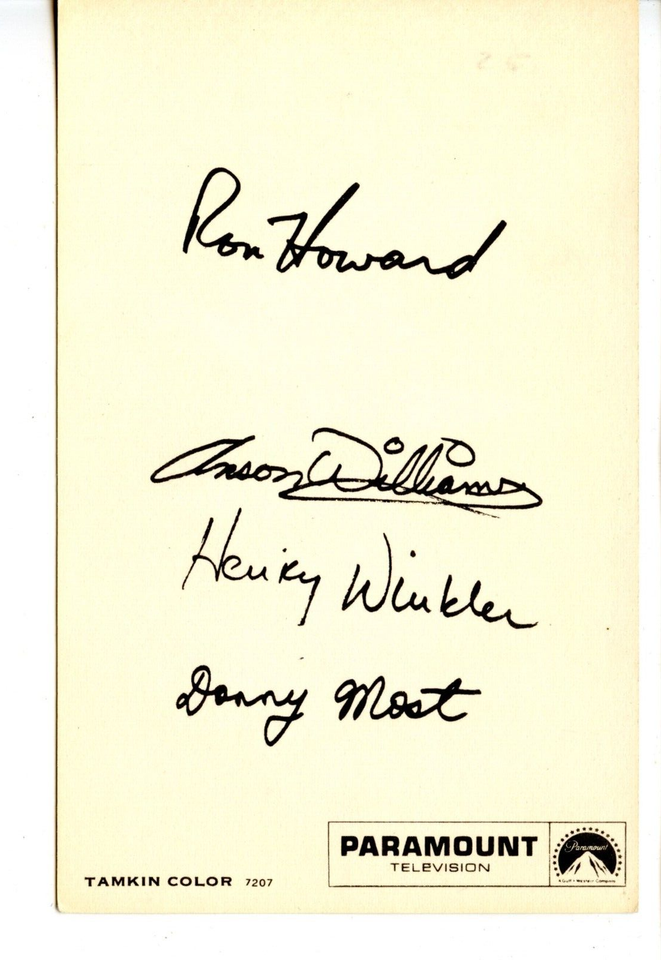 Happy Days TV Show Cast-Fonzi-Vintage 1970s Fan Card-Facsimile ...