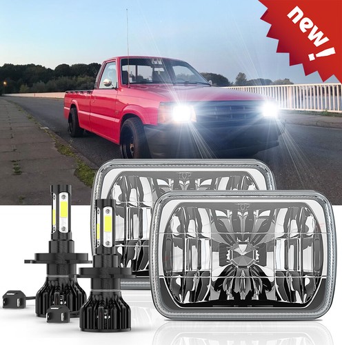 FOR Mazda B2200 B2600 RX-7 Black 5X7" 7X6" H4 LED Headlight H6014/H6052 ...