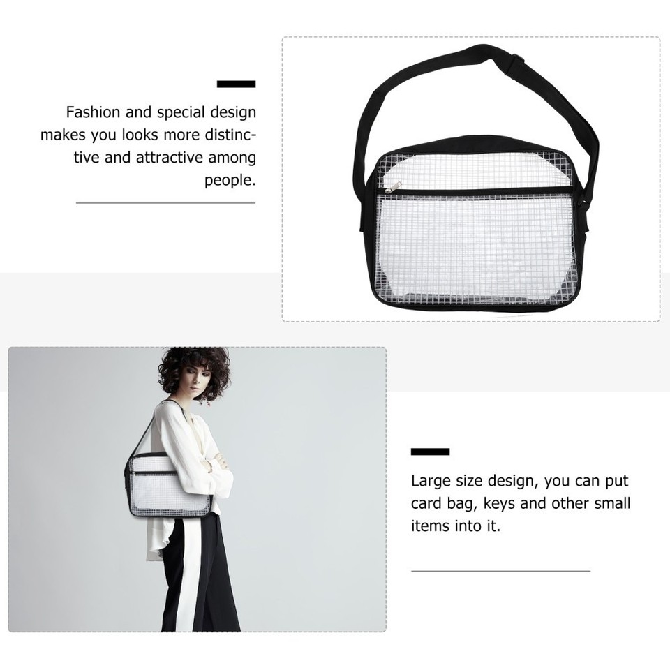 Cross Body Bag Transparent PVC Grid Bag Shoulder Pouch Anti-static ...