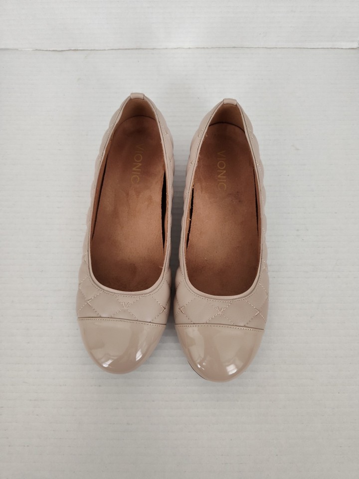 Vionic Desiree Quilted Ballet Flats Size 8.5 Beige Nude Taupe Comfort ...