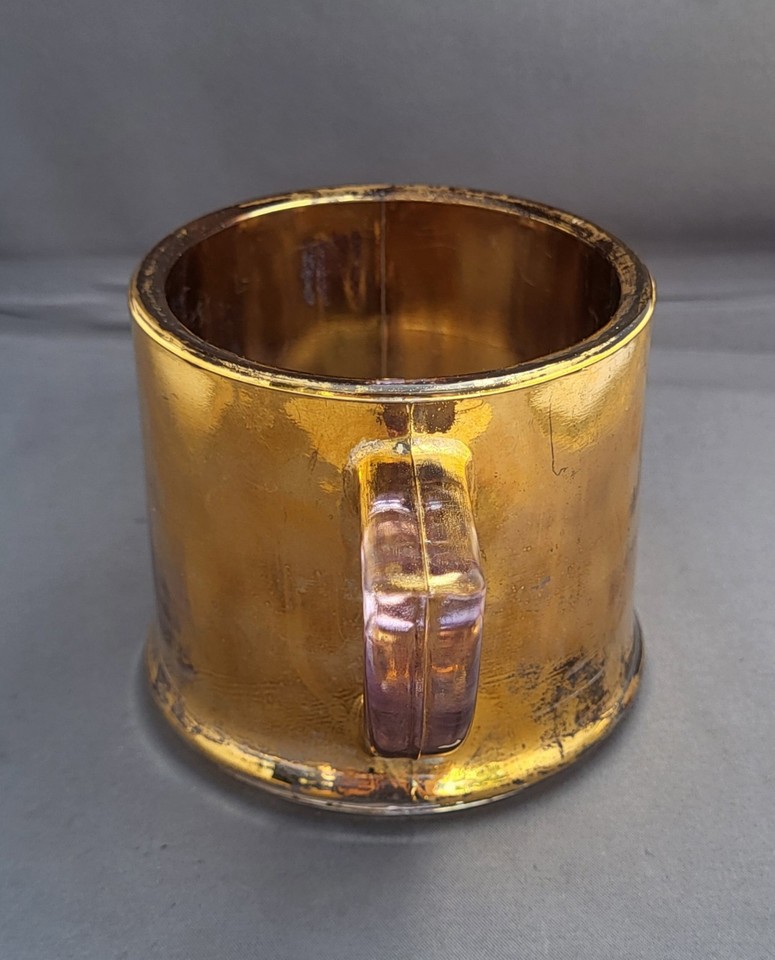 Vintage Gold Painted Iridescent Glass Shaving Mug | eBay