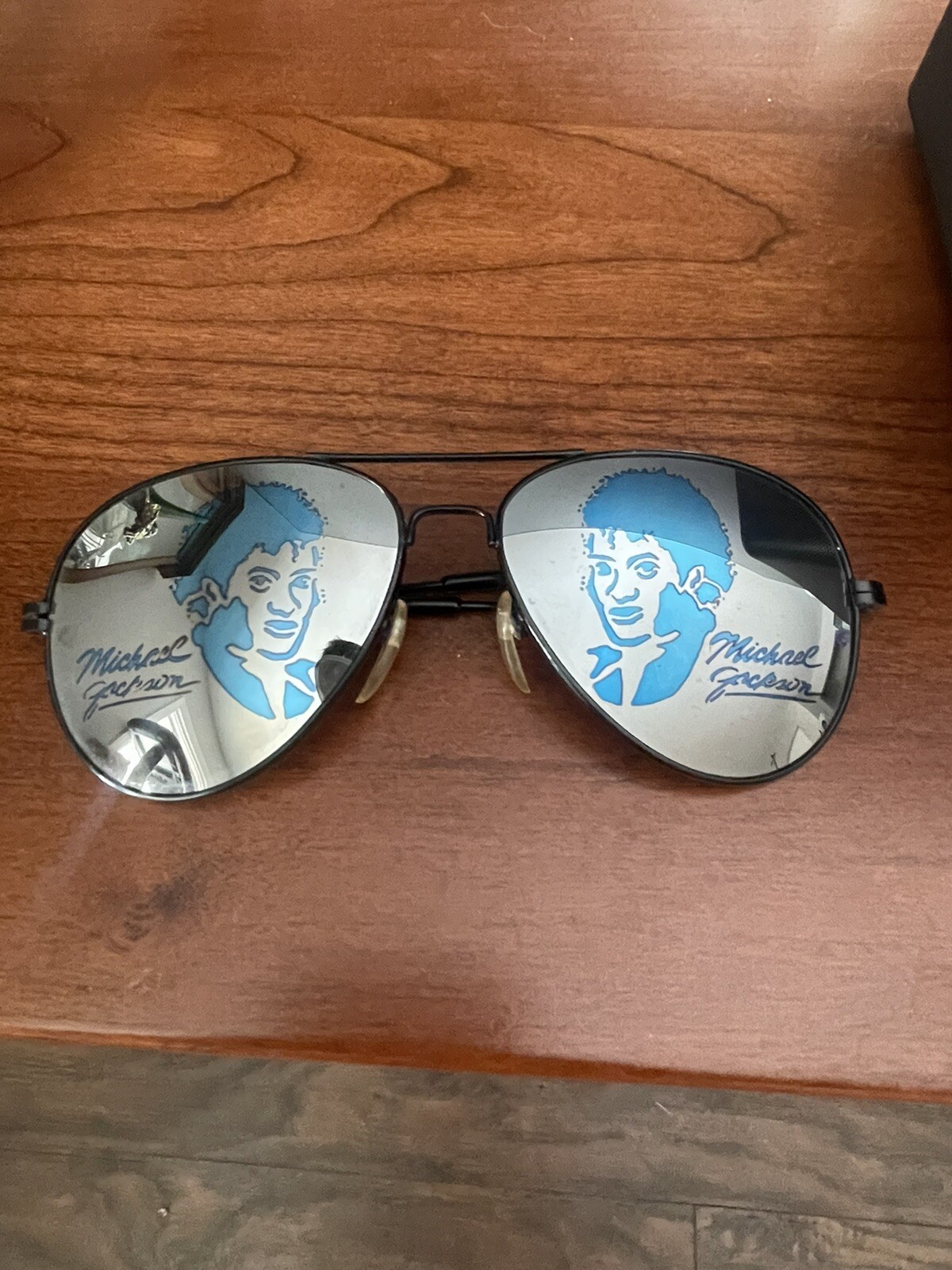 MICHAEL JACKSON BLUE PHOTO AVIATOR SUNGLASSES 1980s - Gem