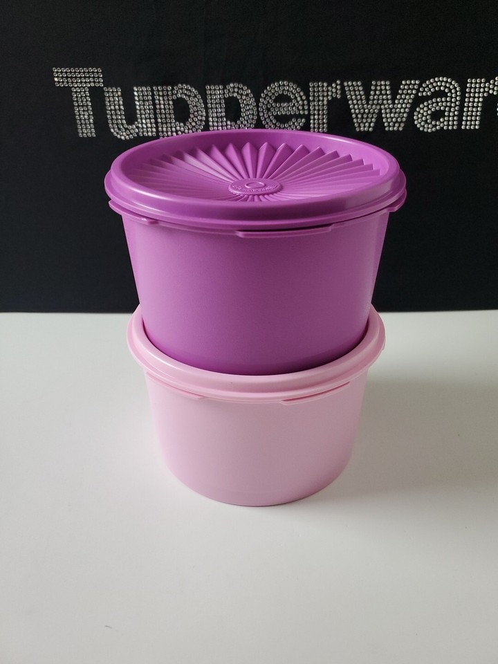 Tupperware Servalier Decorator Stacking Canister 3.75 Cup Set Of 2 | eBay